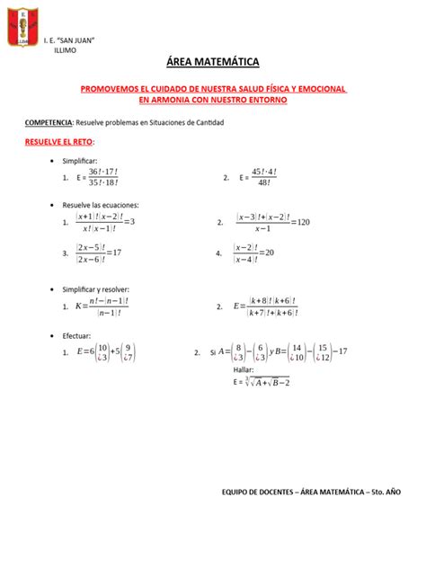 Factoriales Y Números Combinatorios Ejercicios Pdf