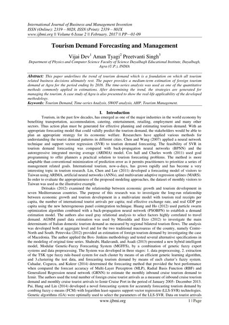 Pdf Tourism Demand Forecasting And Management