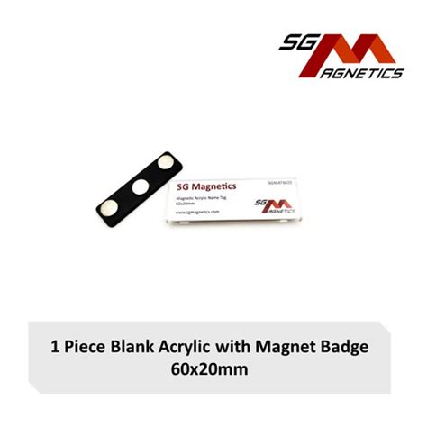 60x20mm Acrylic Magnetic Badge Blank Paper Insert Magnet Tag 1pc