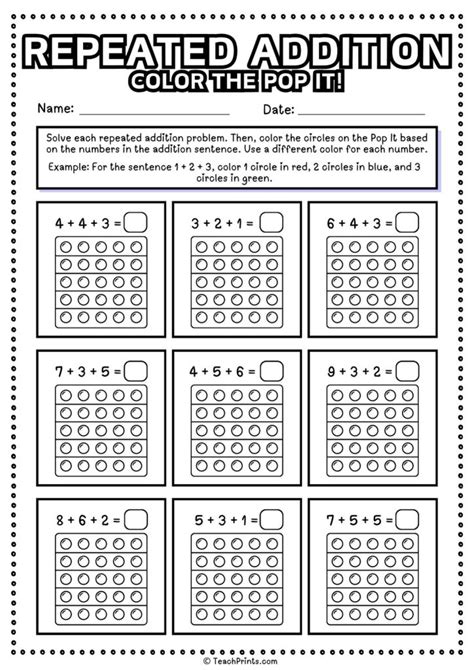 Free Repeated Addition Worksheets Teach Prints
