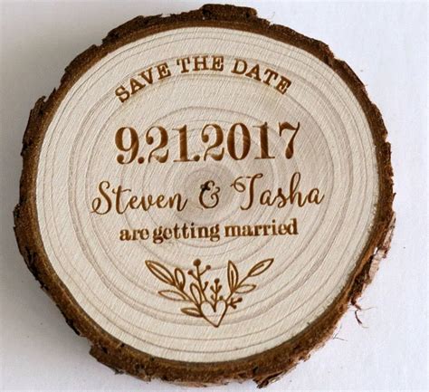 Personalised Wood Engraved Name Date Wooden Log Slice La Moda