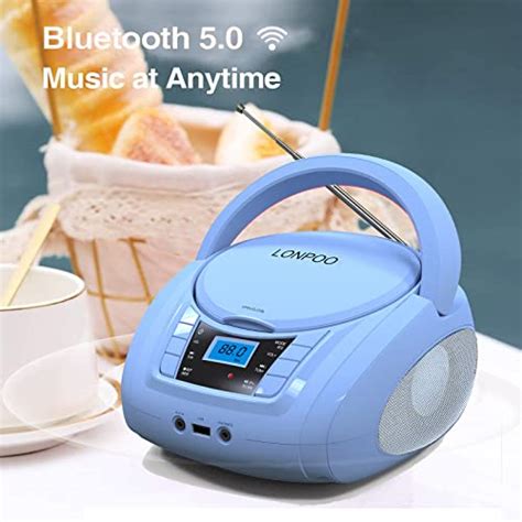 Stereo CD Player Boombox Portable Bluetooth FM Radio USB Input AUX In Headphone Output