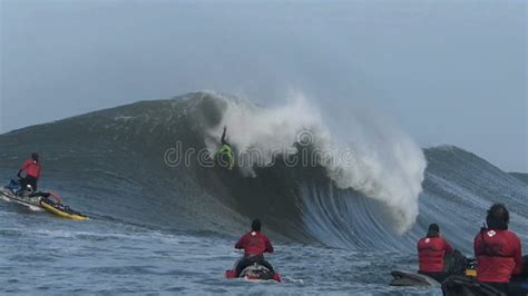 Big Wave Surfing Wipeout At Mavericks Contest Stock Video Footage