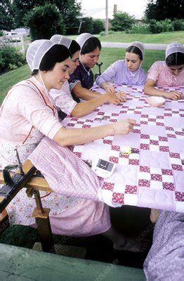 Amish Women Quilting Stock Image C0163786 Science Photo Library