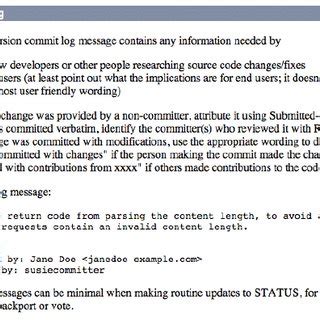 Example Instructions For SCCS Commit Messages From Download Scientific Diagram