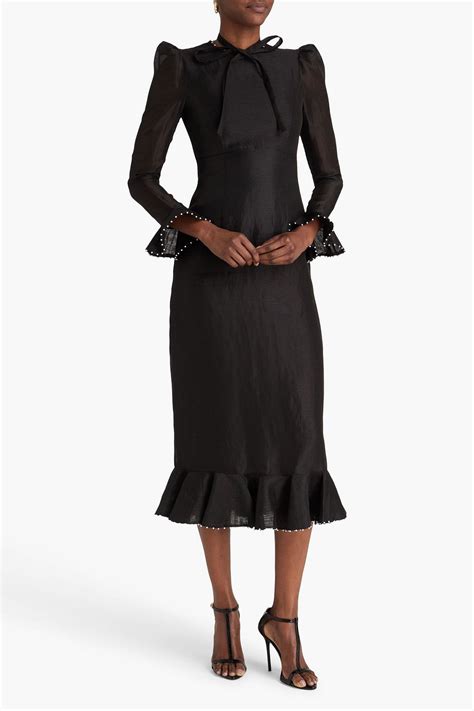 Zimmermann Pussy Bow Linen And Silk Blend Organza Midi Dress The Outnet