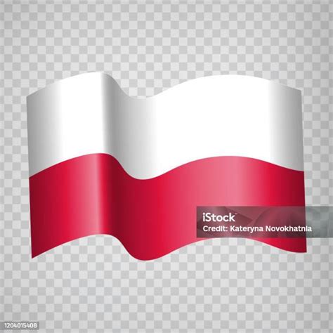 투명 한 배경에 폴란드의 3d 현실적인 흔들리는 깃발 귀하의 웹 사이트 디자인 응용 프로그램 Ui에 대한 폴란드의 국기 공화국 유럽 Eps10 3차원 형태에 대한 스톡 벡터