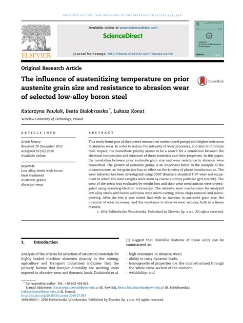 Pdf The Influence Of Austenitizing Temperature On Prior Austenite