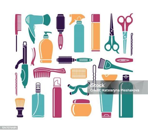 플랫 아이콘 미용 액세서리의 집합입니다 벡터 일러스트 레이 션 가위에 대한 스톡 벡터 아트 및 기타 이미지 가위 개체 그룹 검은색 Istock