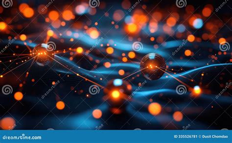 An Abstract Futuristic Concept Of Interlinked Glowing Spheres And