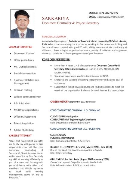 Document Controller And Project Secretary Pdf