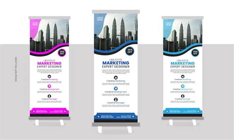 현대 마케팅 롤 업 배너 디자인 템플릿 및 내 컨셉을 선택 프리미엄 벡터