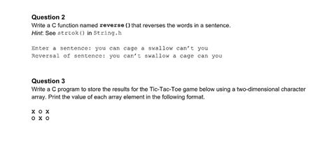 Solved Question 2 Write A C Function Named Reverse That