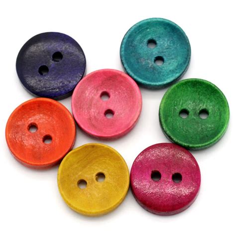 100 Mixed Color Wooden Buttons 15mm 58 Inch Earth Tones Etsy
