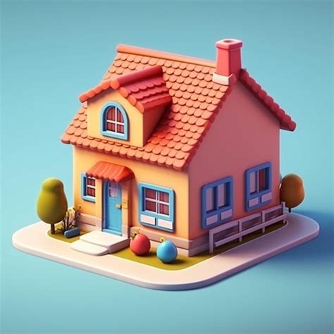 Premium AI Image A Close Up Of A Small House With A Tree And A Bench Generative Ai