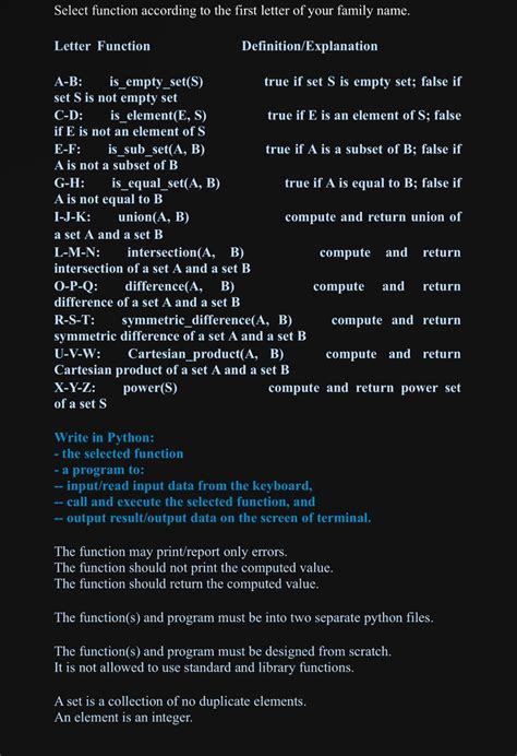 Solved Select Function According To The First Letter Of Your