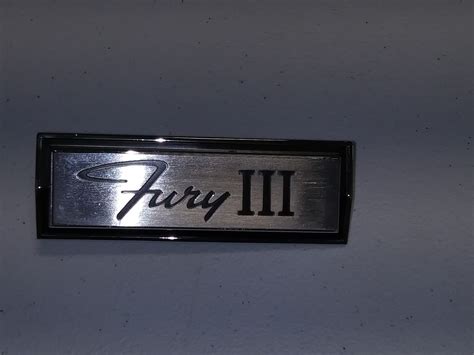 1966 Plymouth Fury Iii Front Grill Emblem Nameplate Fury Iii