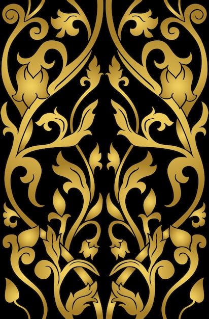 Premium Vector Gold Floral Pattern Filigree Ornament On A Black