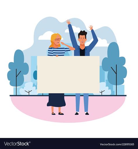 People With Posters Royalty Free Vector Image Vectorstock