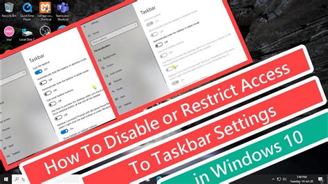 How To Disable Or Restrict Access To Taskbar Settings In Windows 10 YouTube