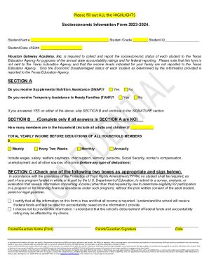 Fillable Online Socioeconomic Information Form Fax Email Print PdfFiller