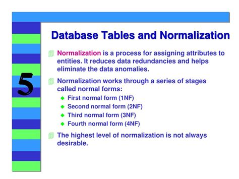 PPT Normalization Of Database Tables PowerPoint Presentation Free Download ID