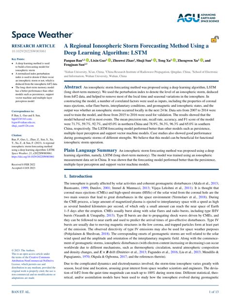 Pdf A Regional Ionospheric Storm Forecasting Method Using A Deep Learning Algorithm Lstm