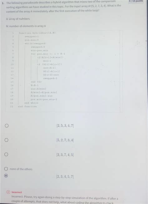 Solved The Following Pseudocode Describes A Hybrid Algorithm