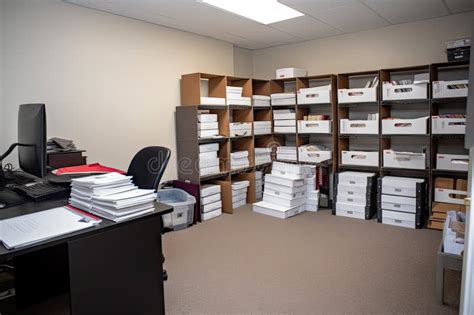 Office Space With Different Document Storage Options Including File Folders Binders And Boxes