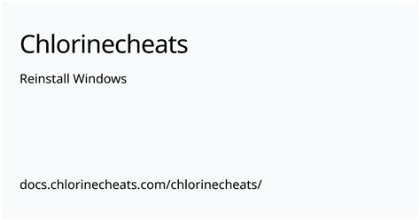 Reinstall Windows Chlorinecheats