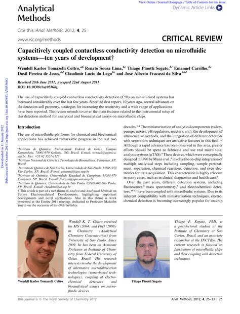 Pdf Capacitively Coupled Contactless Conductivity Detection On Microfluidic Systems Ten