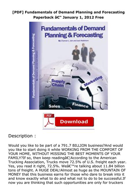 [pdf] Fundamentals Of Demand Planning And Forecasting Paperback â€“ January 1 2012 Free By