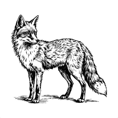 Premium Vector Sketch Of A Fox Standing Alert Side View On A White