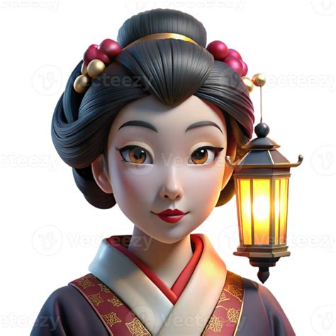 Dramatic Creative Portrait Of A Beautiful Geisha With Elaborate Makeup