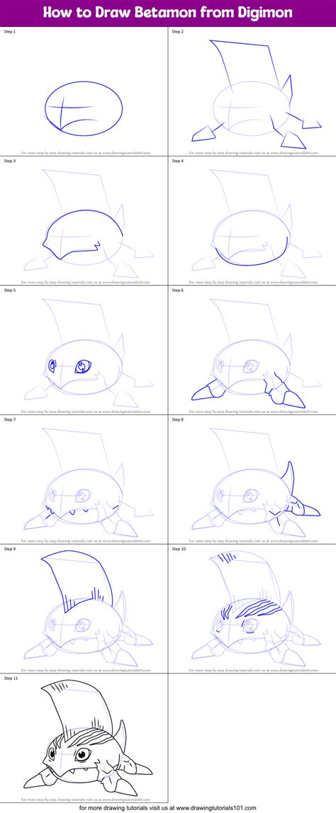 How To Draw Betamon From Digimon Digimon Step By Step