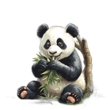 可愛的熊貓吃竹子剪貼畫插圖 可爱的熊猫吃竹子 熊貓寶寶剪貼畫 熊猫插画PNG去背圖片素材免費下載免摳圖設計圖案下載 Pngtree