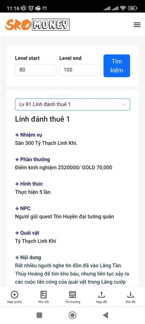 Nhiệm Vụ Sro Map 100 Nhiệm Vụ Cơ Bản Phần 1 Sro Money