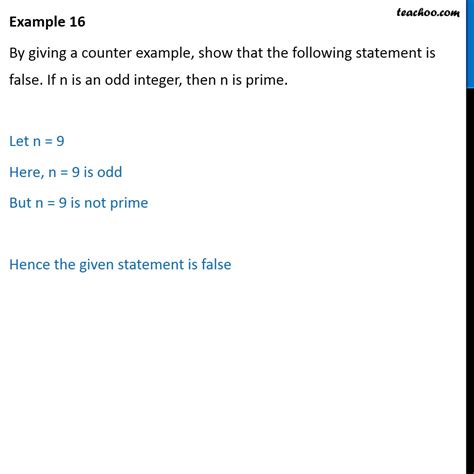 example 16 by giving a counter example show that statement