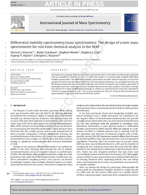 Pdf Differential Mobility Spectrometrymass Spectrometry The Design Of A New Mass