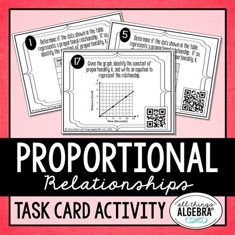 Proportional Relationships Given Tables And Graphs Task Cards All