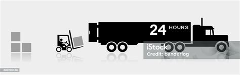 포크 리프트 트럭 세미 트레일러 트럭에 상자를 로드 24시간에 대한 스톡 벡터 아트 및 기타 이미지 24시간 교통수단