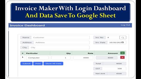 How Do I Create An Online Invoice With Login Dashboard By Web App Script Youtube