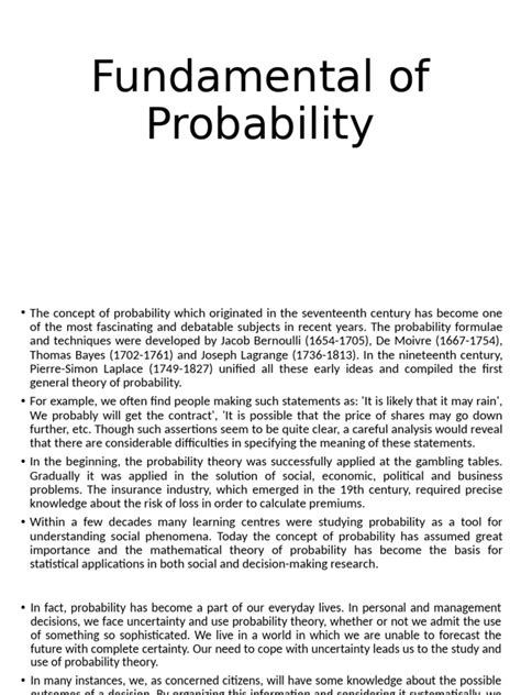 Fundamentals Of Probability Without Set Theory Pdf