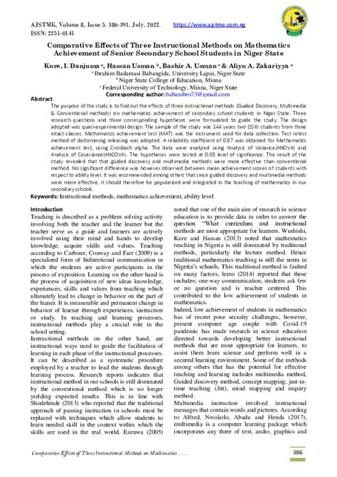 pdf comparative effects of three instructional methods on mathematics