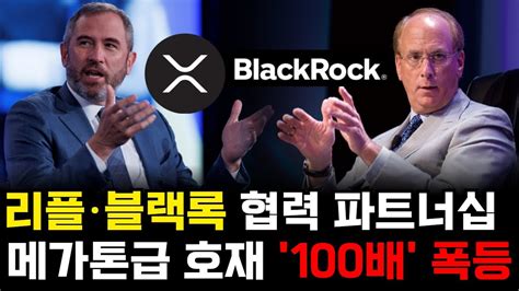 속보 리플 · 블랙록 협력 파트너십으로 메가톤급 호재로 대폭등 나온다 세력기관고래 대량 매집 중인 이유 리플 리플전망 리플코인 리플xrp 엑스알피 Xrp