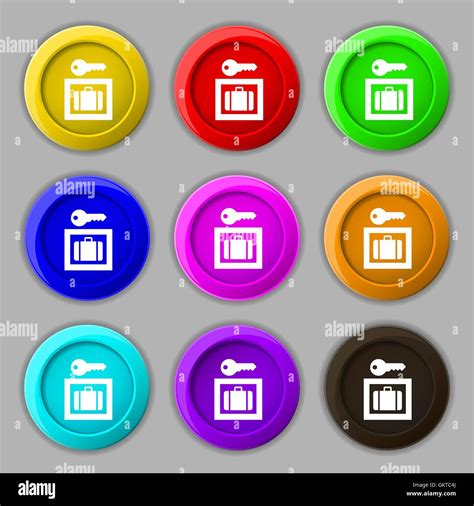 Luggage Storage Icon Sign Symbol On Nine Round Colourful Buttons Vector Stock Vector Image