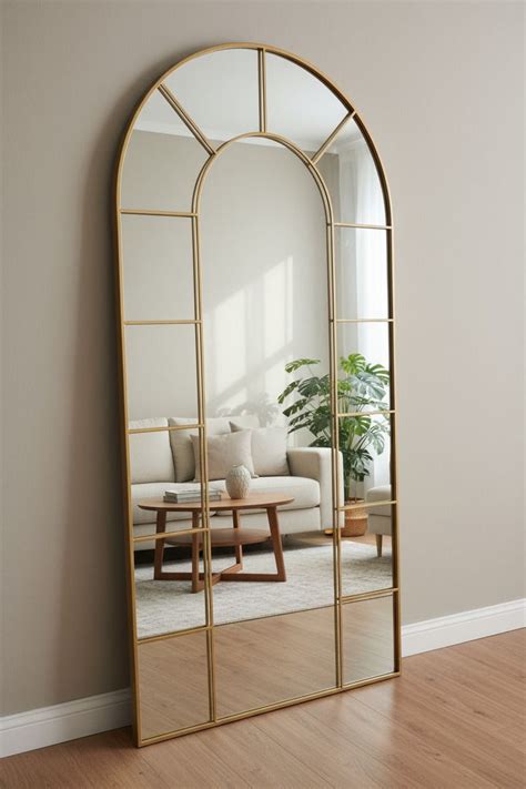 Arvane Gold Window Arch Mirror With Metal Frame Design Homekode
