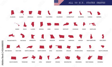 All U S States Map Shapes Usa Borders Stock Vector Adobe Stock