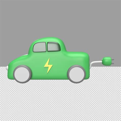 전기 자동차 3d 아이콘 및 기호 개념 렌더링 개체 프리미엄 Psd 파일