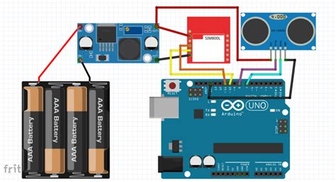 Ultrasonic With Gsm Modem Circuit For Fun Arduino